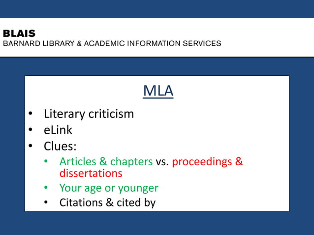 First Year English Workshop: Library Research Instruction -- Databases ...