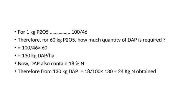 Farm yard manure and Fertilizer Calculation for different crops | PPT
