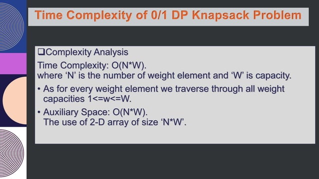 0/1 DYNAMIC PROGRAMMING KNAPSACK PROBLEM | PPTX