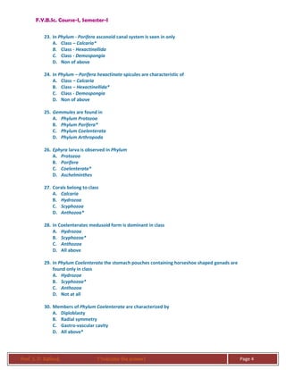 FYBSc Course-I Semester-I MCQ : Levels of organization sudeshrathod | PDF