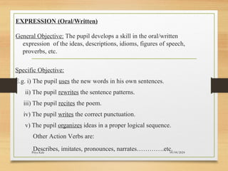 Educational objectives & specification, outcomes, Blooms' taxonomy ...