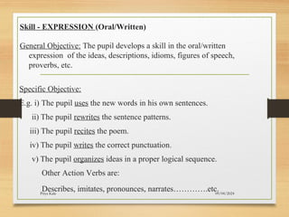 Educational objectives & specification, outcomes, Blooms' taxonomy ...