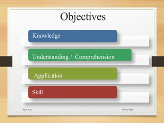 Educational objectives & specification, outcomes, Blooms' taxonomy ...