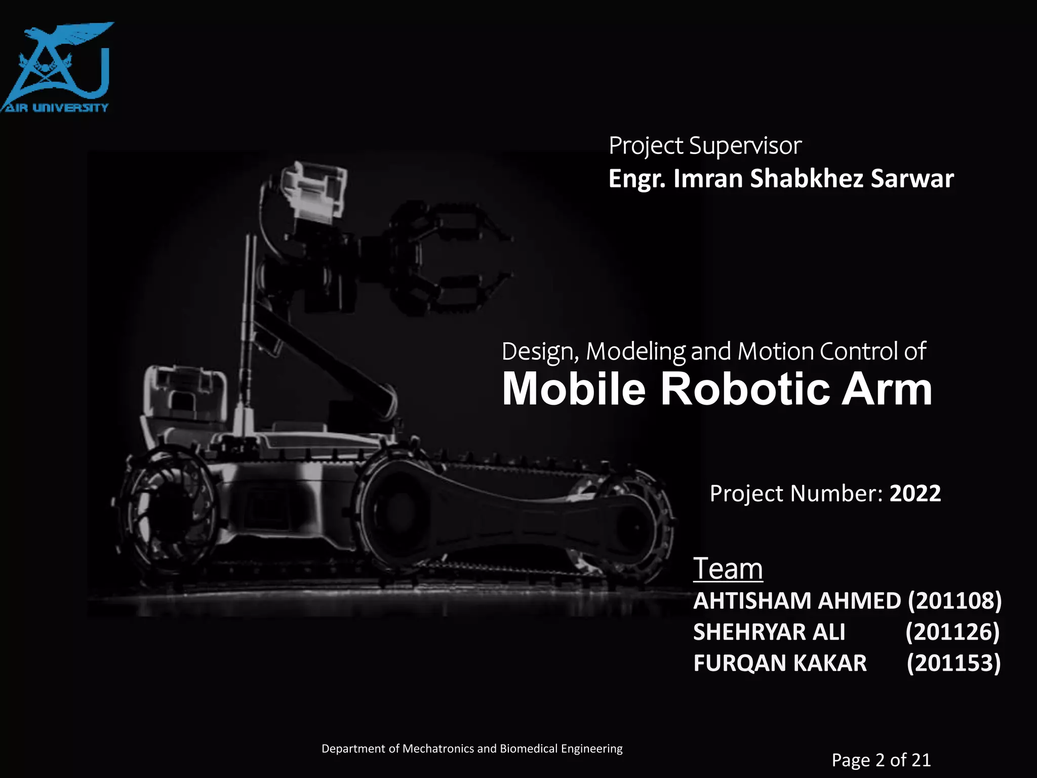 Autonomous Mobile Robotic Armpptx Robotics Technology And Computing