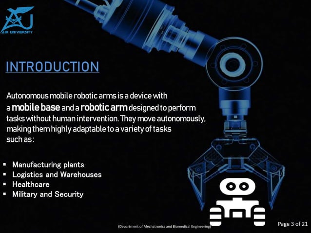 Autonomous Mobile Robotic Armpptx Robotics Technology And Computing
