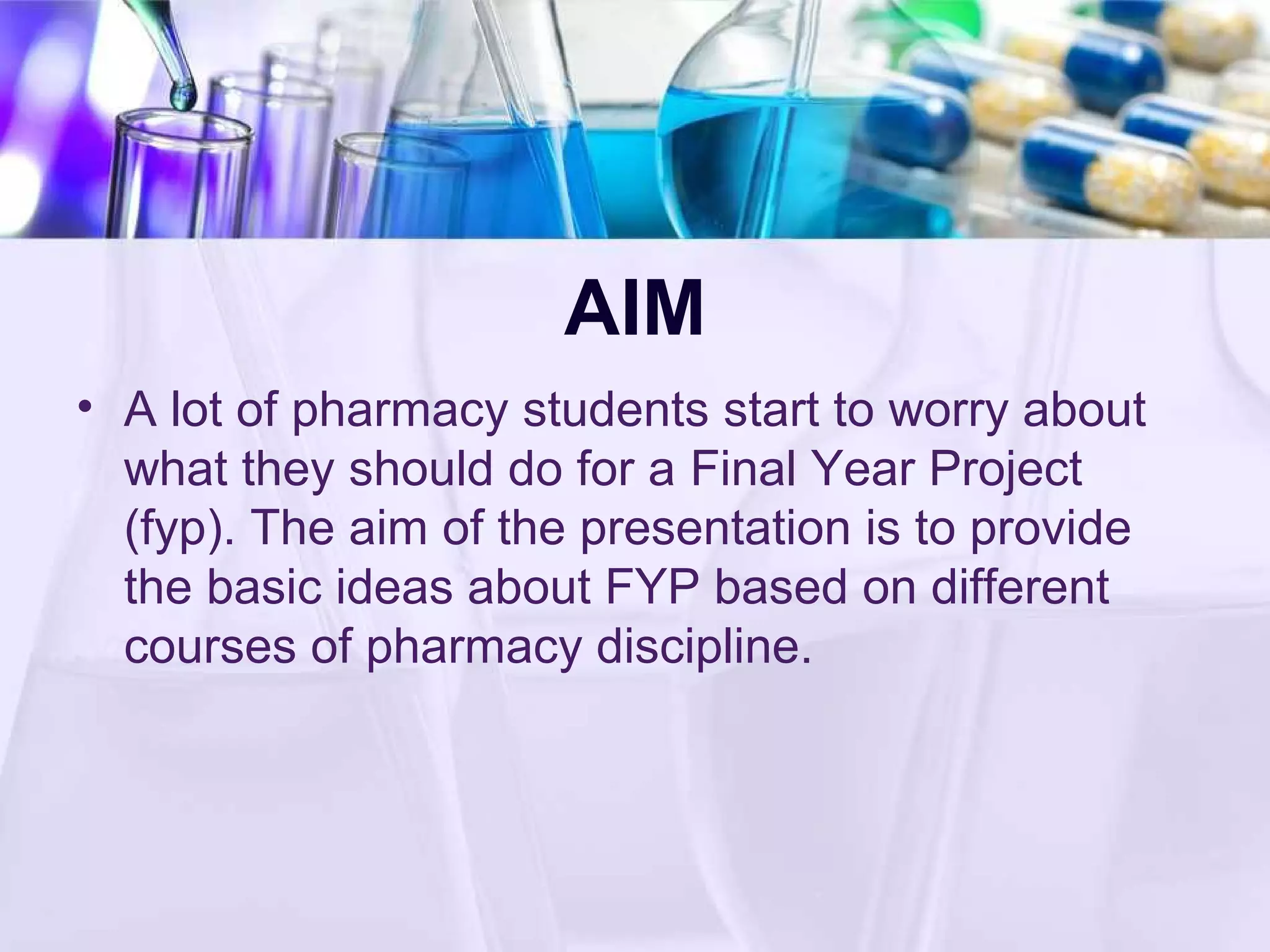 Ideas for pharmacy students on final year project : Possible Research ...