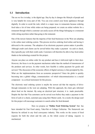 Final Year Project of Online Food Ordering System | PDF