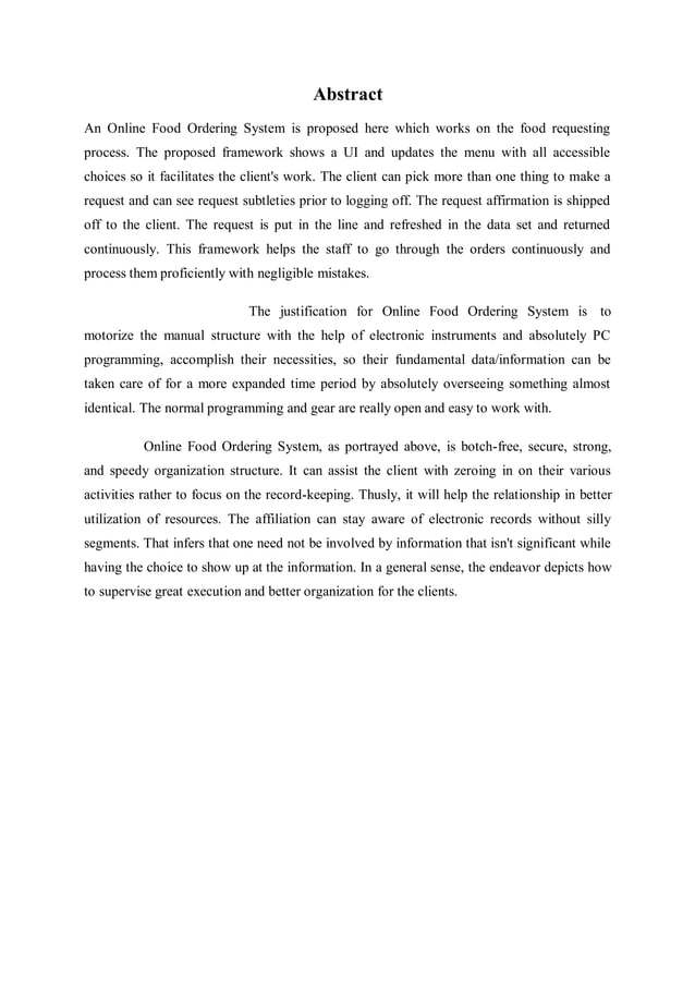 Final Year Project of Online Food Ordering System | PDF