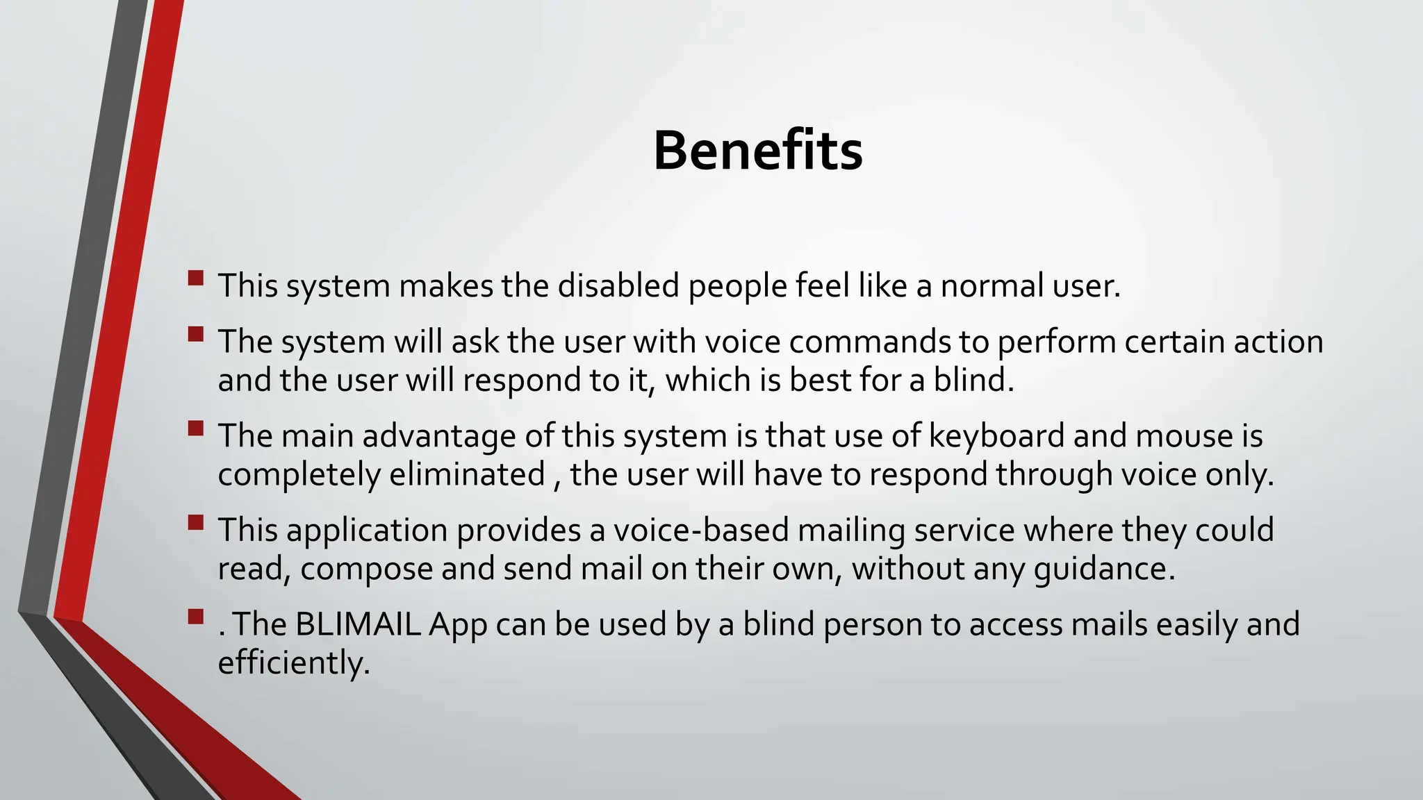 Voice based Email Application for Blinds | PPTX