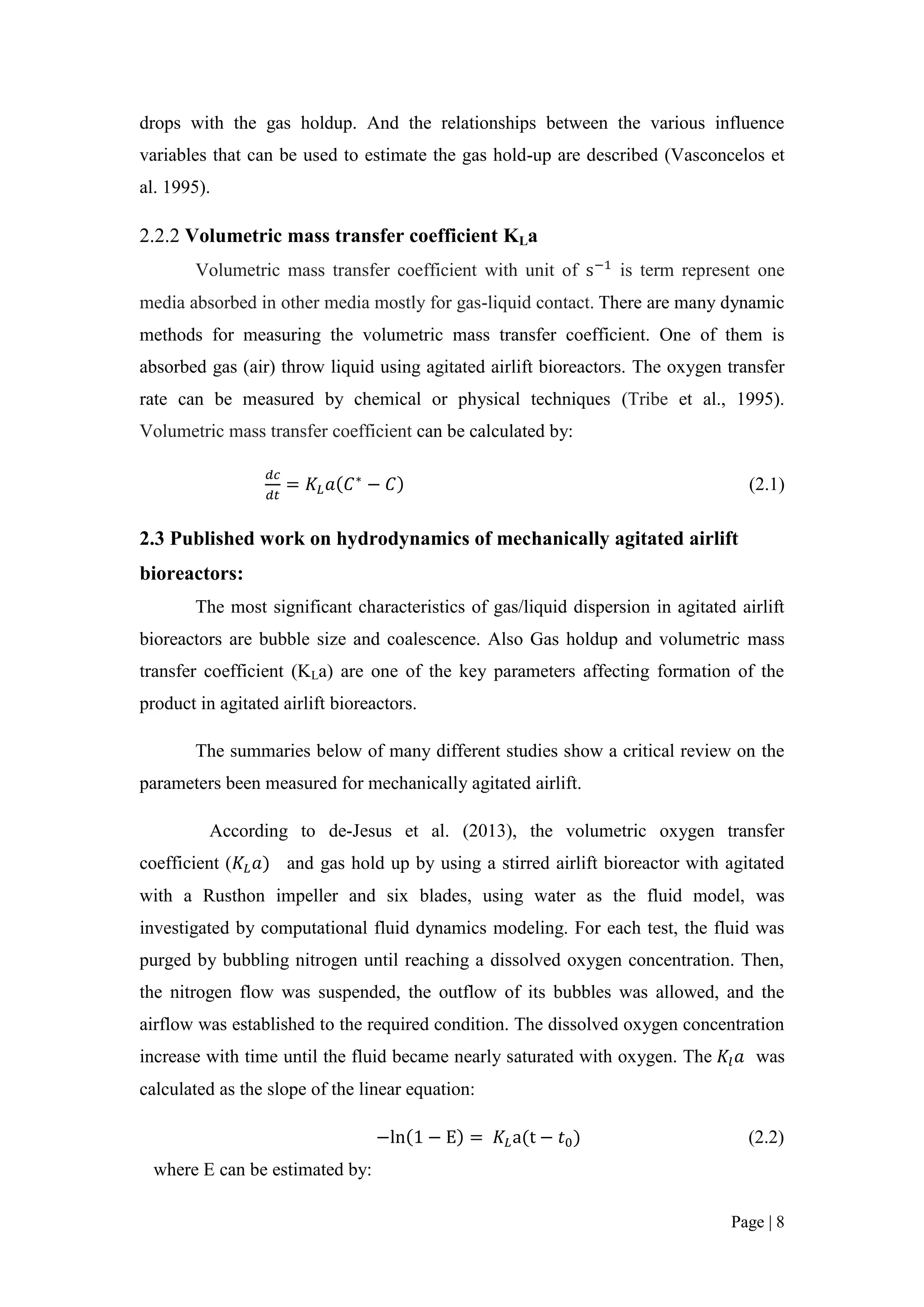 Fyp measurement of volumetric mass transfer coefficient | PDF