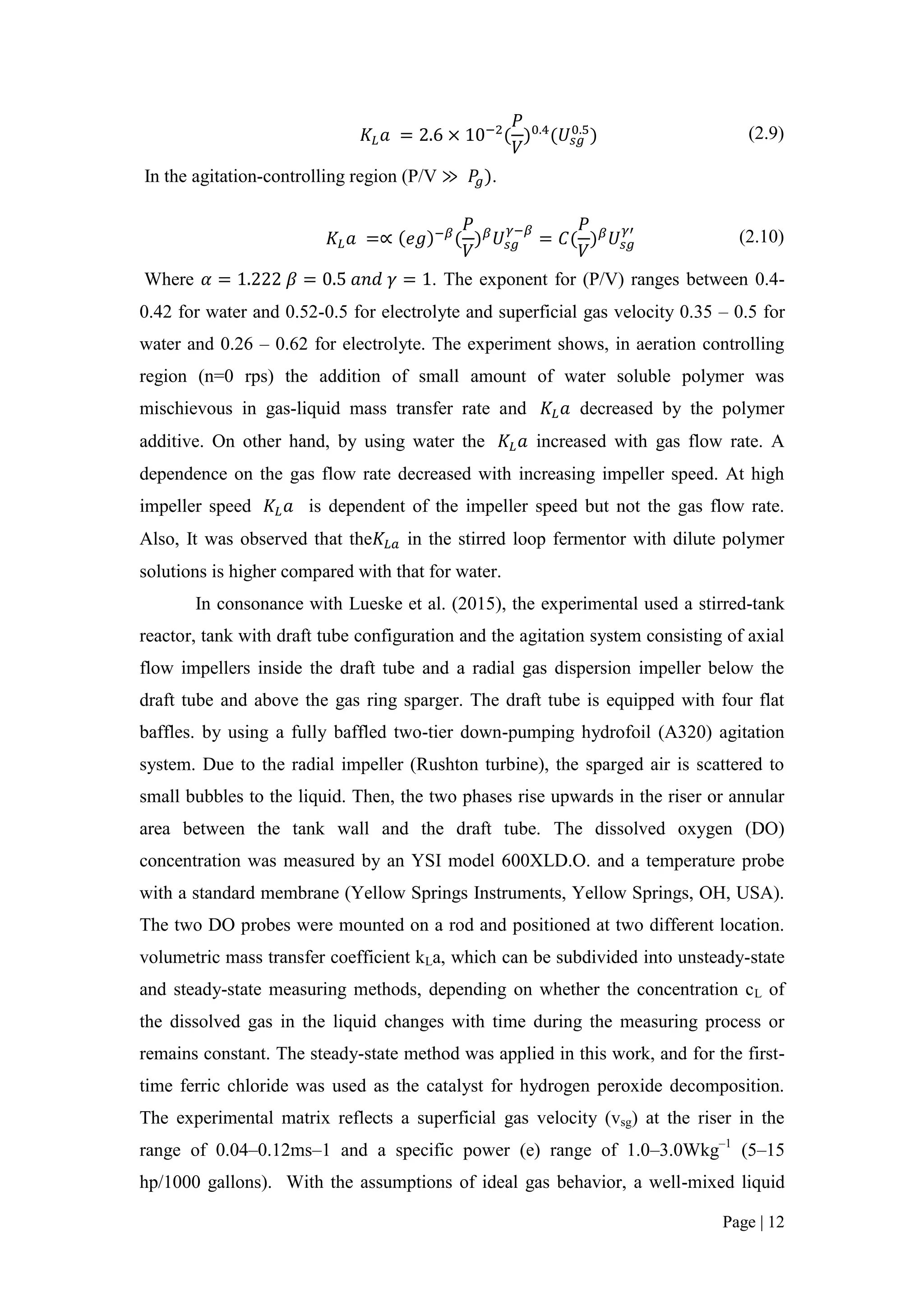 Fyp measurement of volumetric mass transfer coefficient | PDF