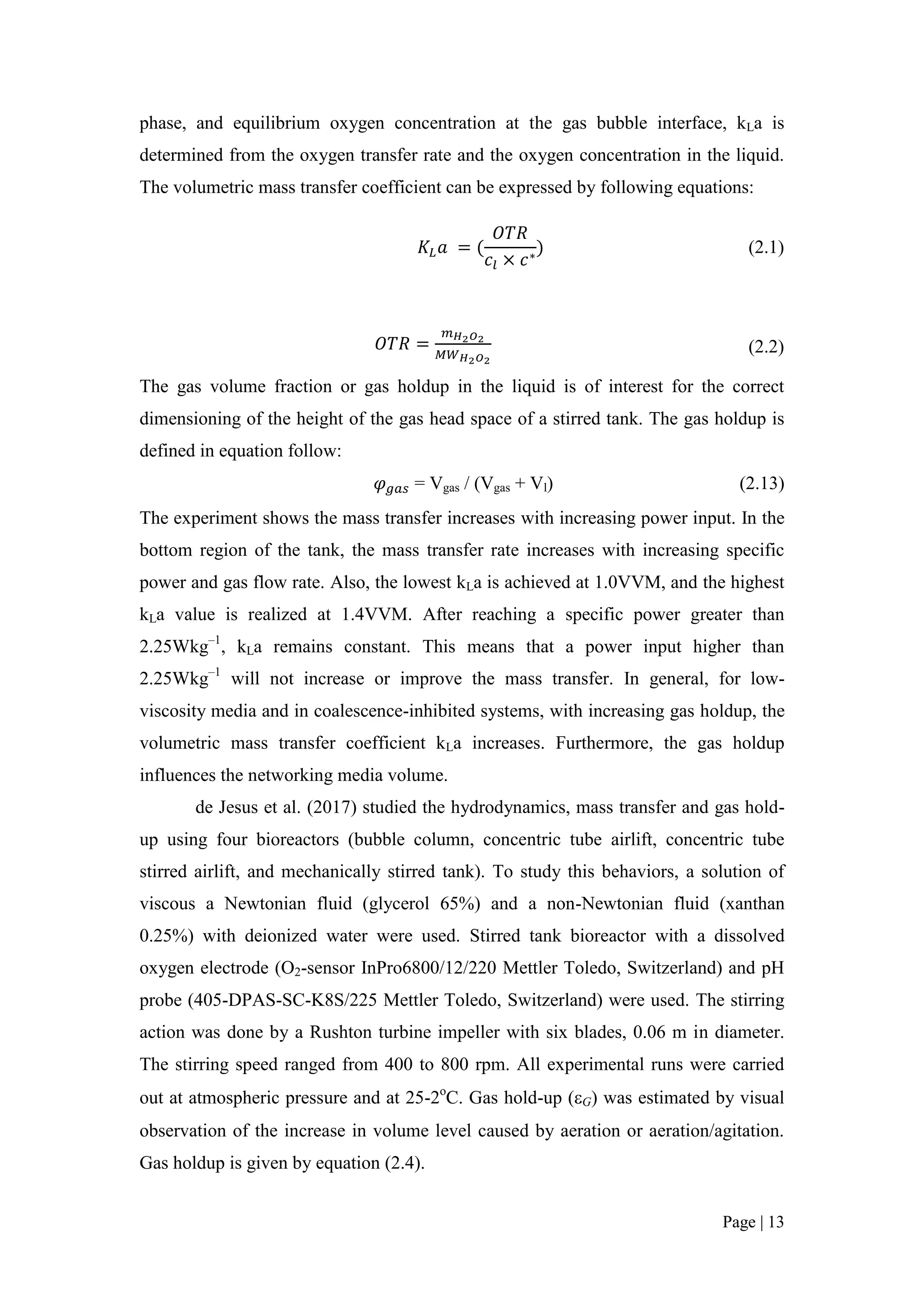 Fyp measurement of volumetric mass transfer coefficient | PDF