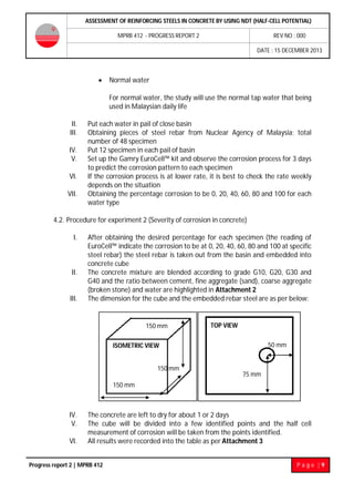 Fyp 1 progress report 2 half cell measurement for reinforce steel ...