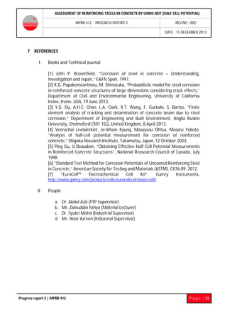 Fyp 1 progress report 2 half cell measurement for reinforce steel ...