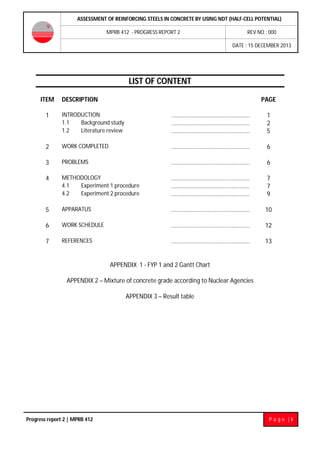 Fyp 1 progress report 2 half cell measurement for reinforce steel ...