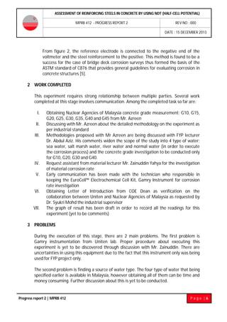 Fyp 1 progress report 2 half cell measurement for reinforce steel ...