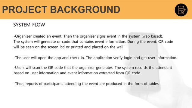 QR code event attendence application system | PPTX | Computer Software and Applications | Computing