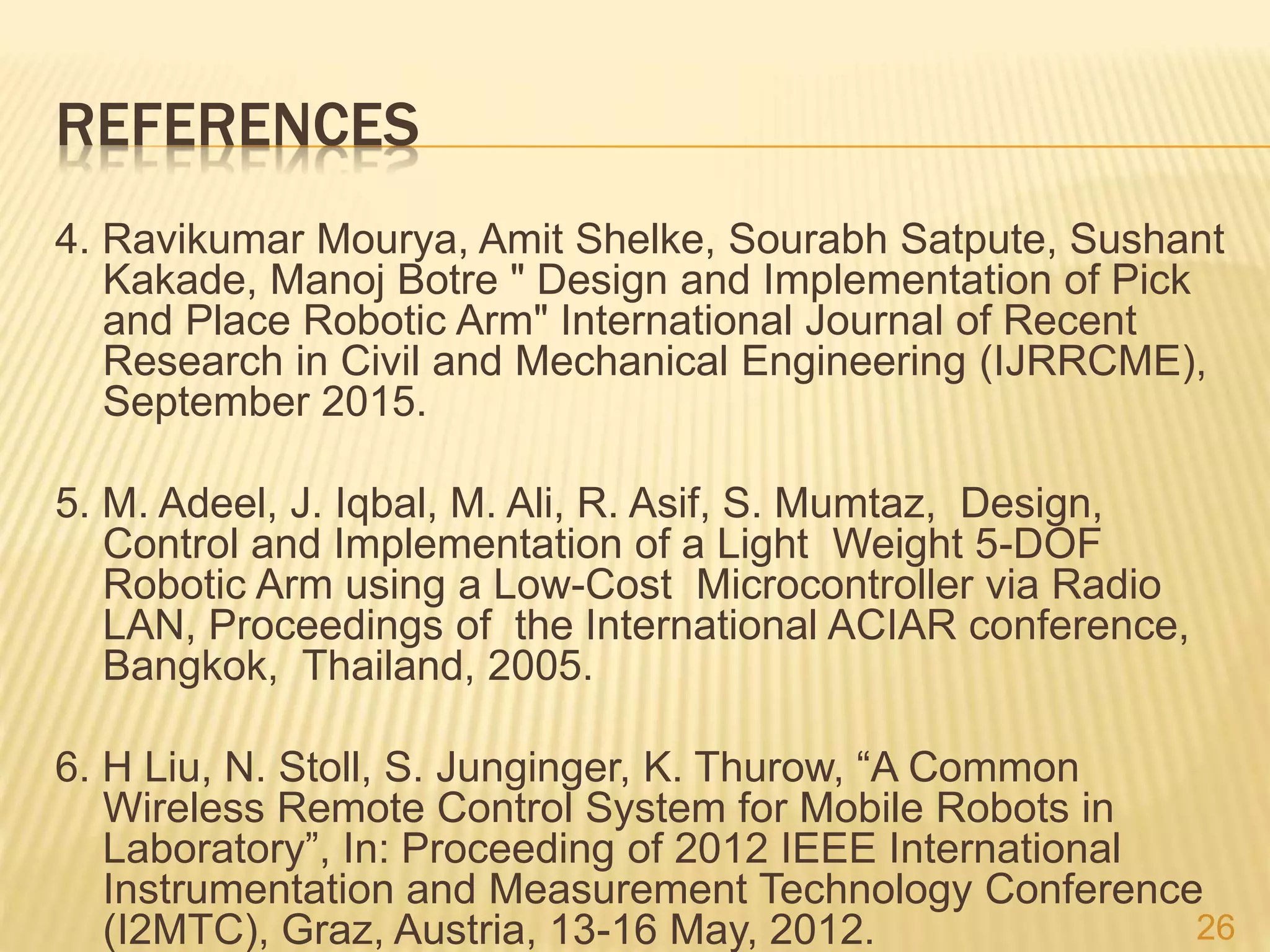 Robotic Arm 5 degree of freedom (5 DOF) | PPTX