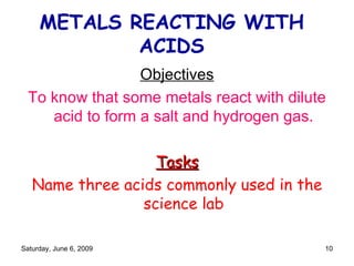 METAL REACTIONS AND USES | PPT