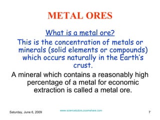 METAL REACTIONS AND USES | PPT