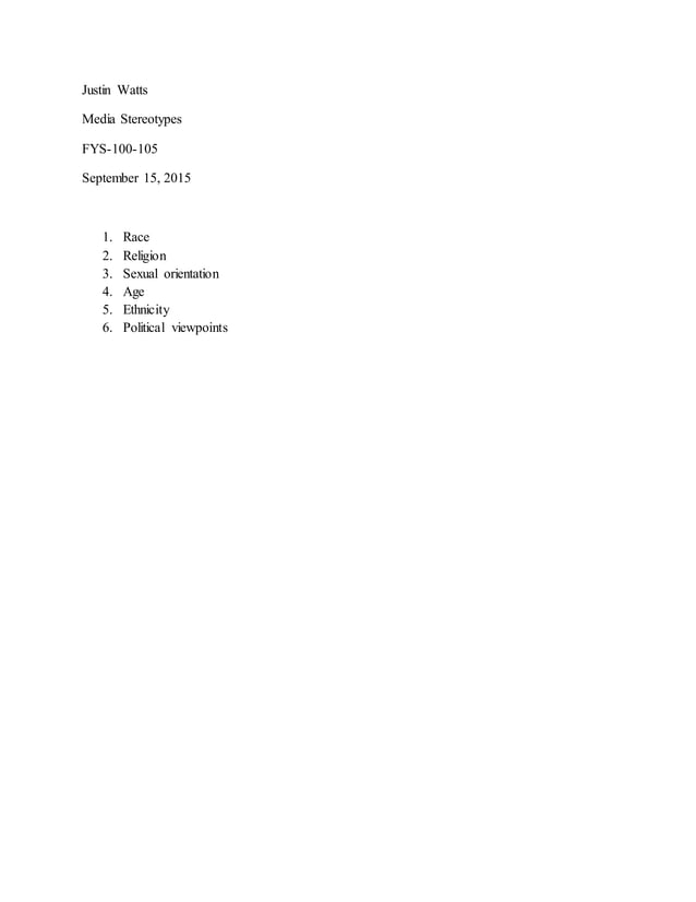 Fys media stereotypes | DOCX