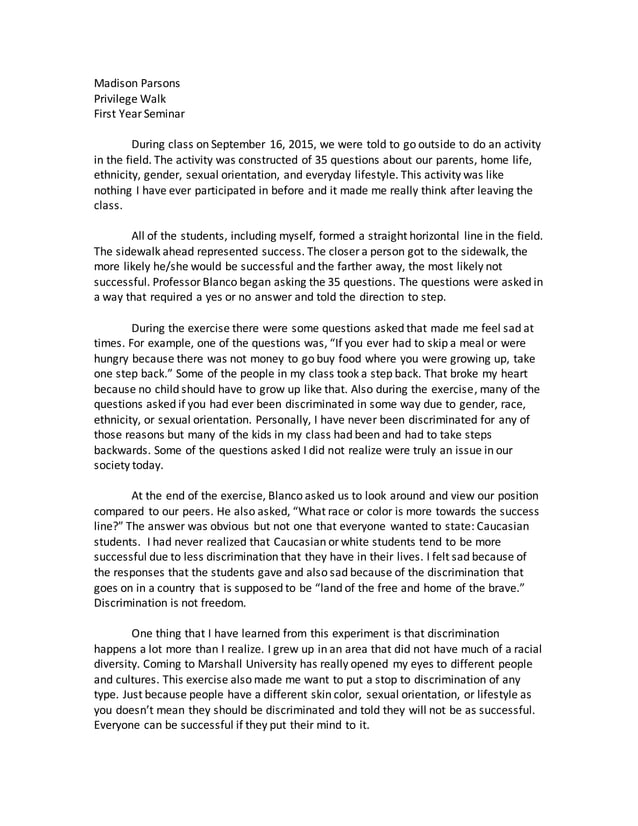 FYS Privilege Walk | PDF