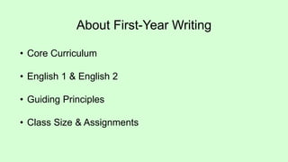 Tools for Succeeding in First-Year Writing | PPTX