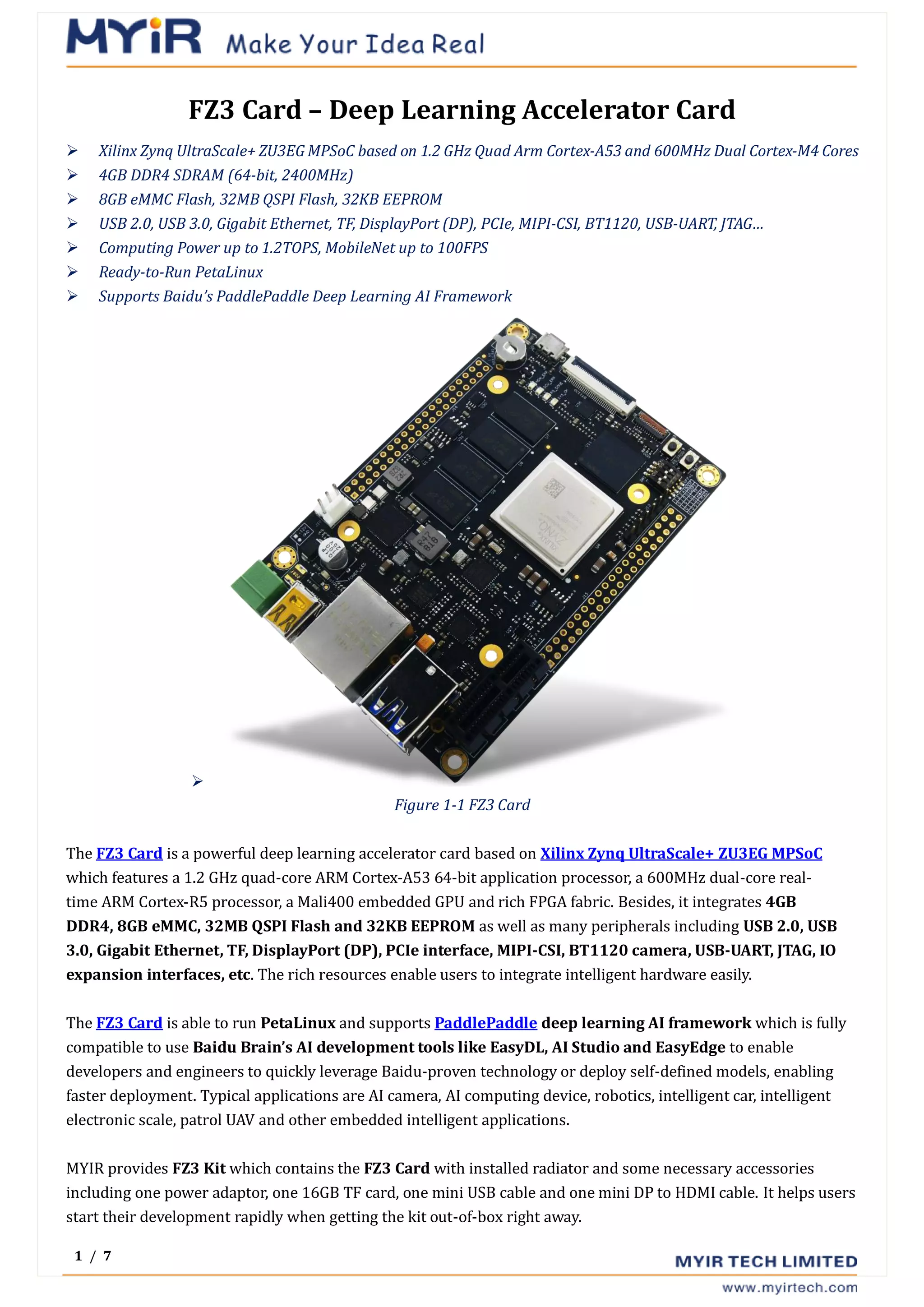FZ3 Card - Deep Learning Accelerator Card | PDF
