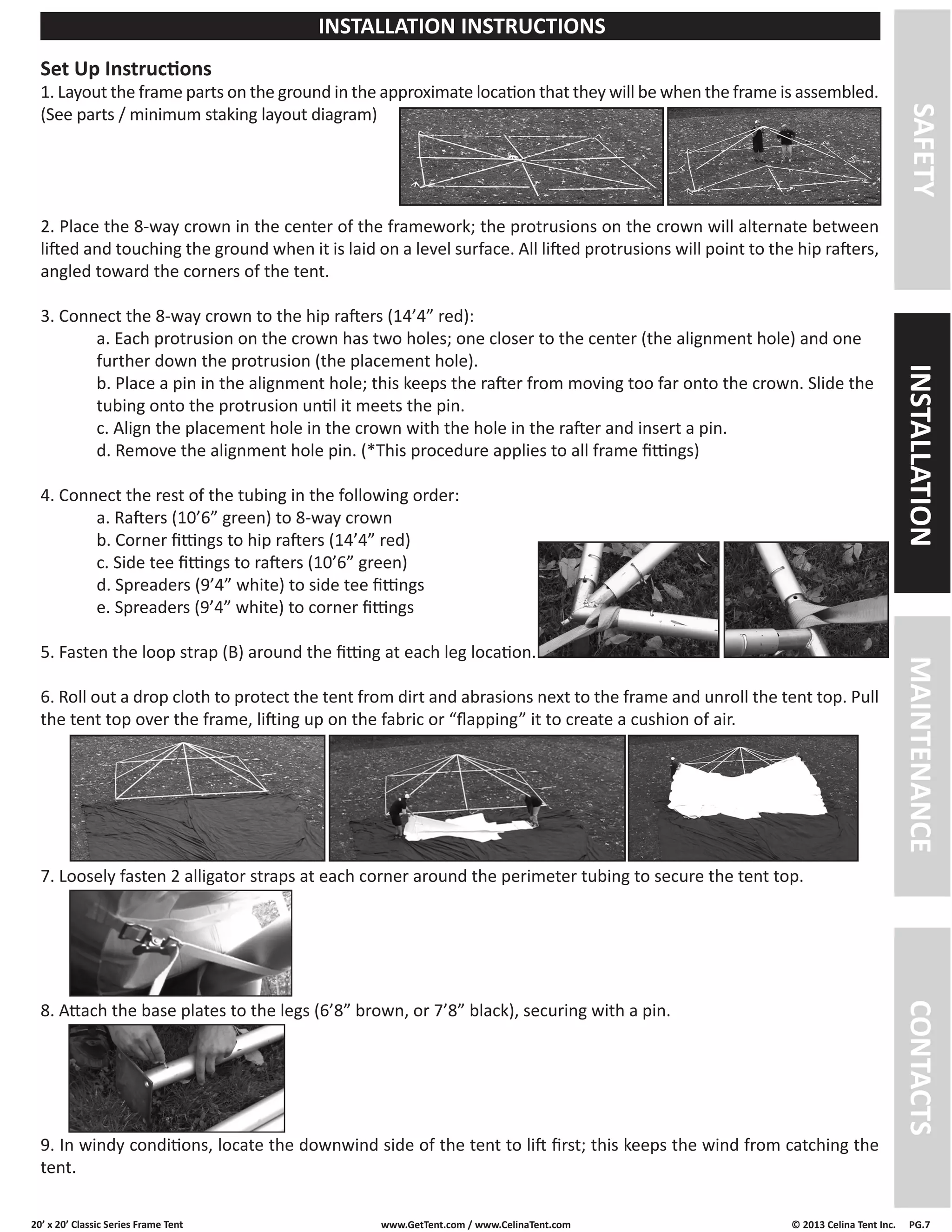 20 x 20 Frame Tent Installation Instructions | PDF