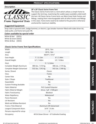 20 x 20 Frame Tent Installation Instructions | PDF