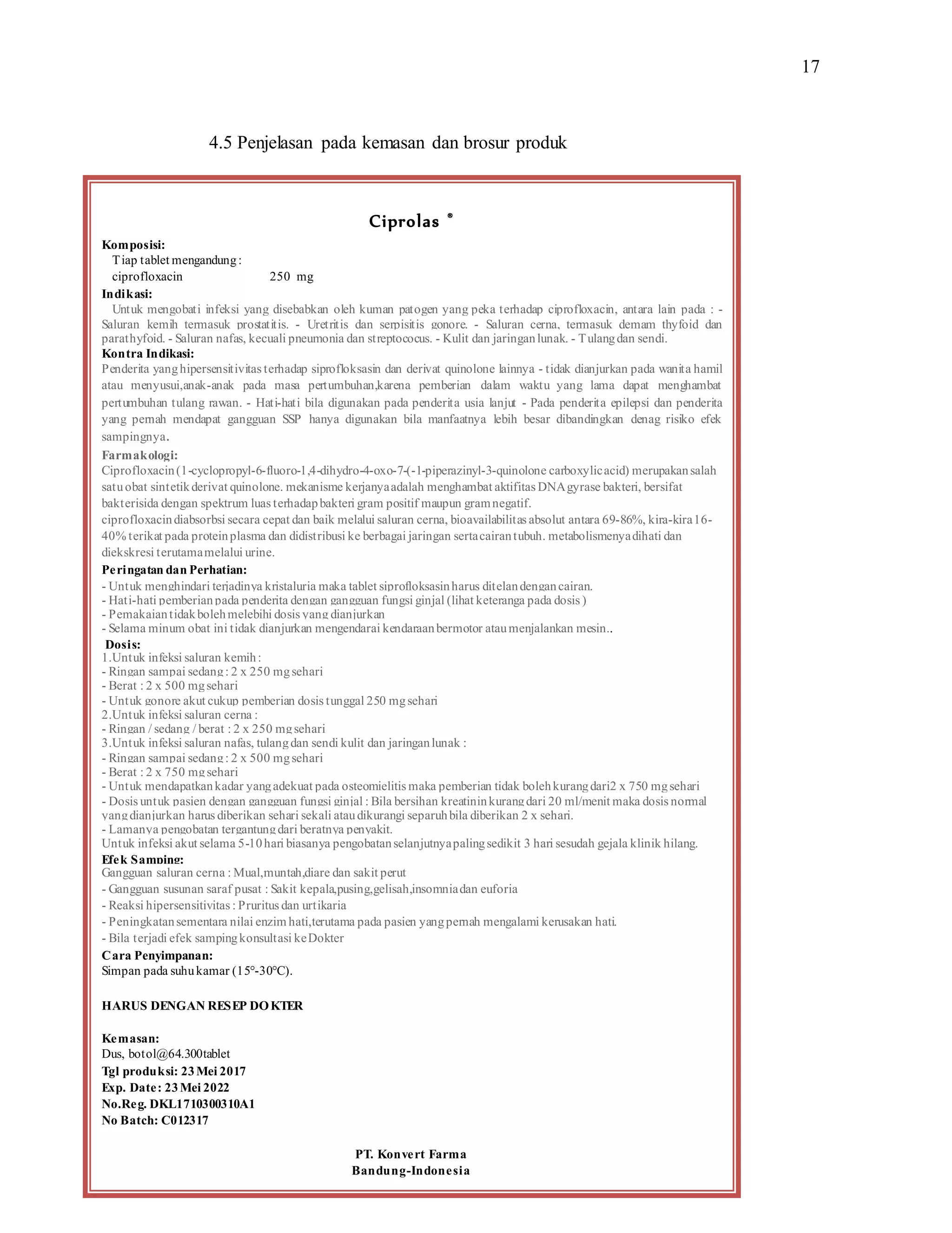 pre formulasi Ciprofloxacin tab | DOCX