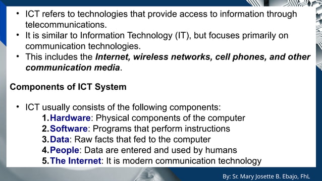 BASICS OF INFORMATION AND COMMUNICATION TECHNOLOGY | PPT