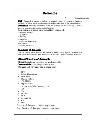 Dementia notes | PDF