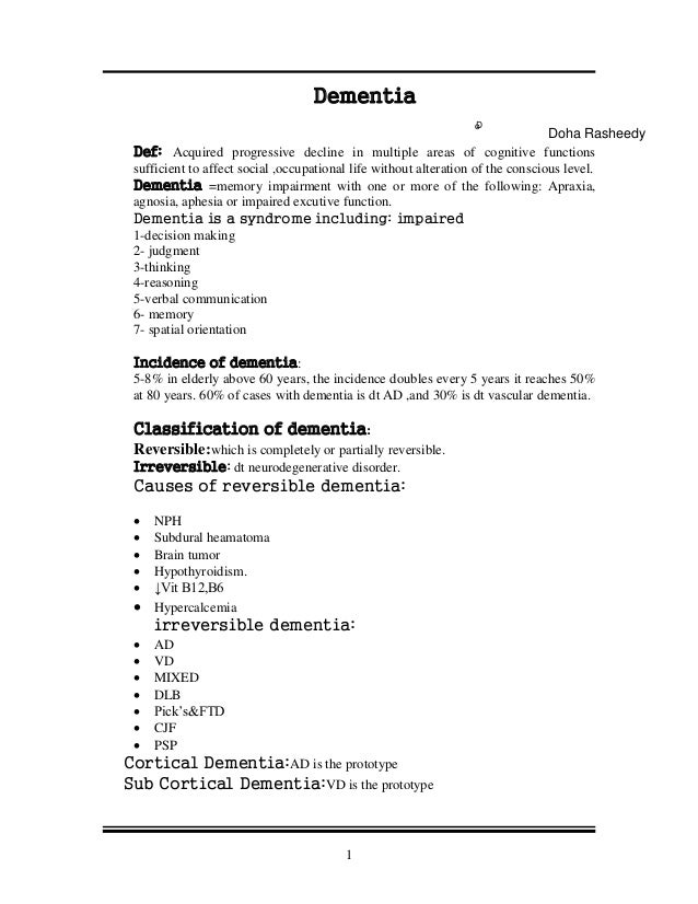 Dementia notes | PDF