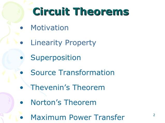 Circuit Theorems | PPT | Computer Networking | Computing