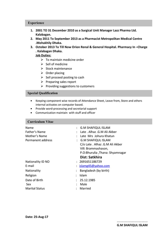 Medical College & Hospital In-Charge | DOC | Pharmaceutical Industry | Industries