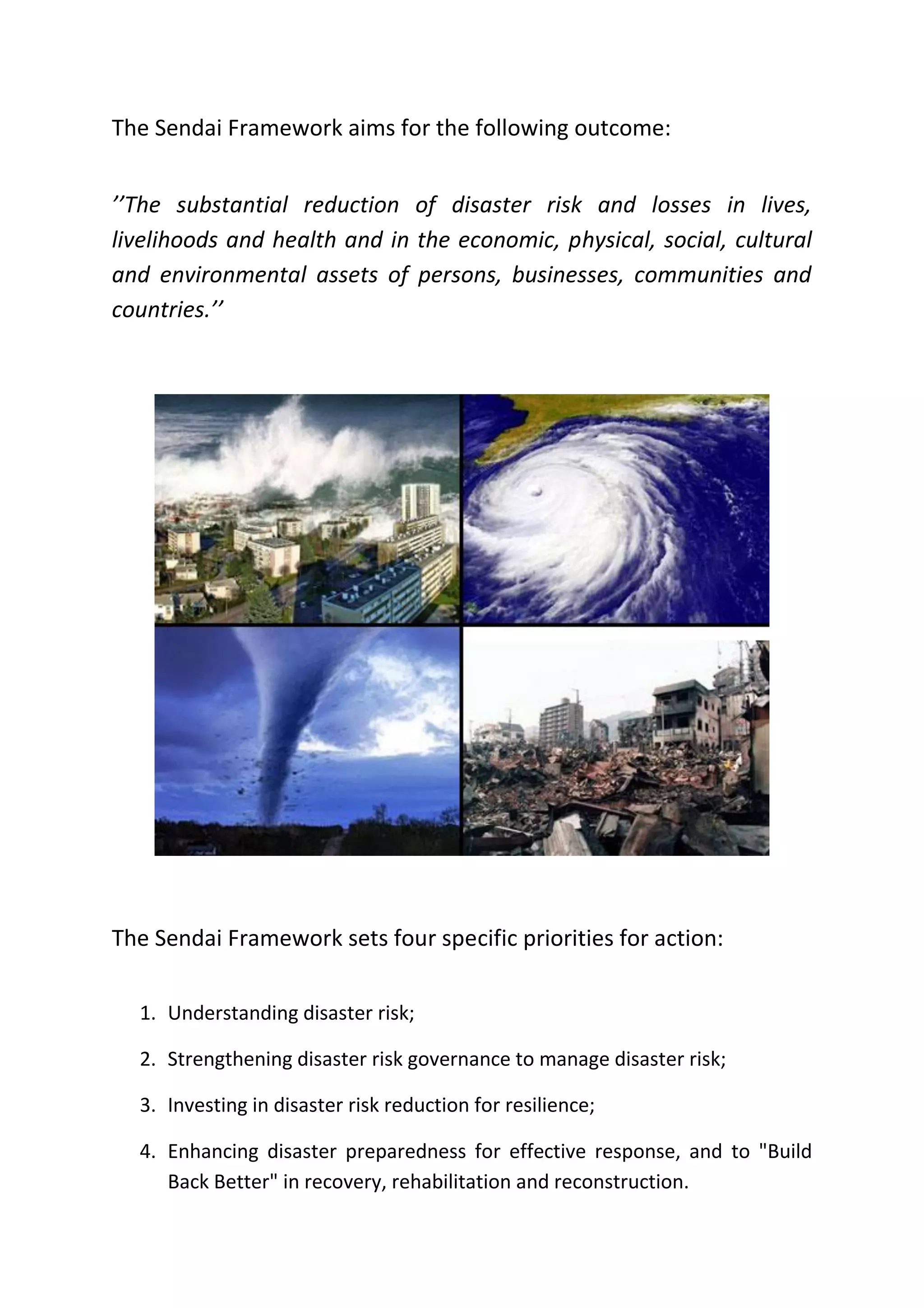 Disaster Risk Reduction: The Sendai Framework | PDF