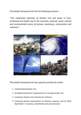 Disaster Risk Reduction: The Sendai Framework | PDF