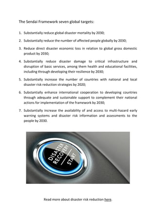 Disaster Risk Reduction: The Sendai Framework | PDF