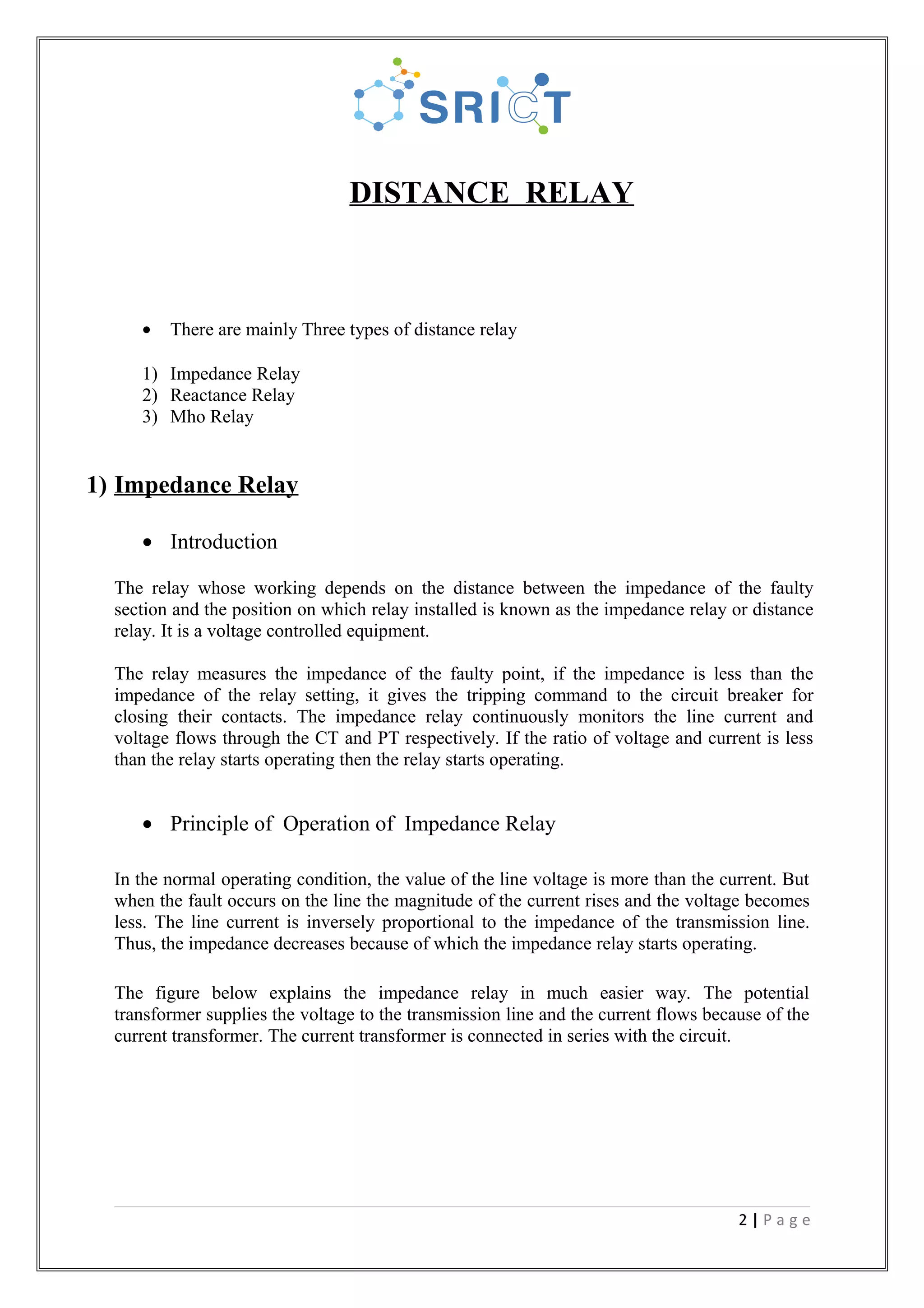 DISTANCE PROTECTION RELAY | DOC