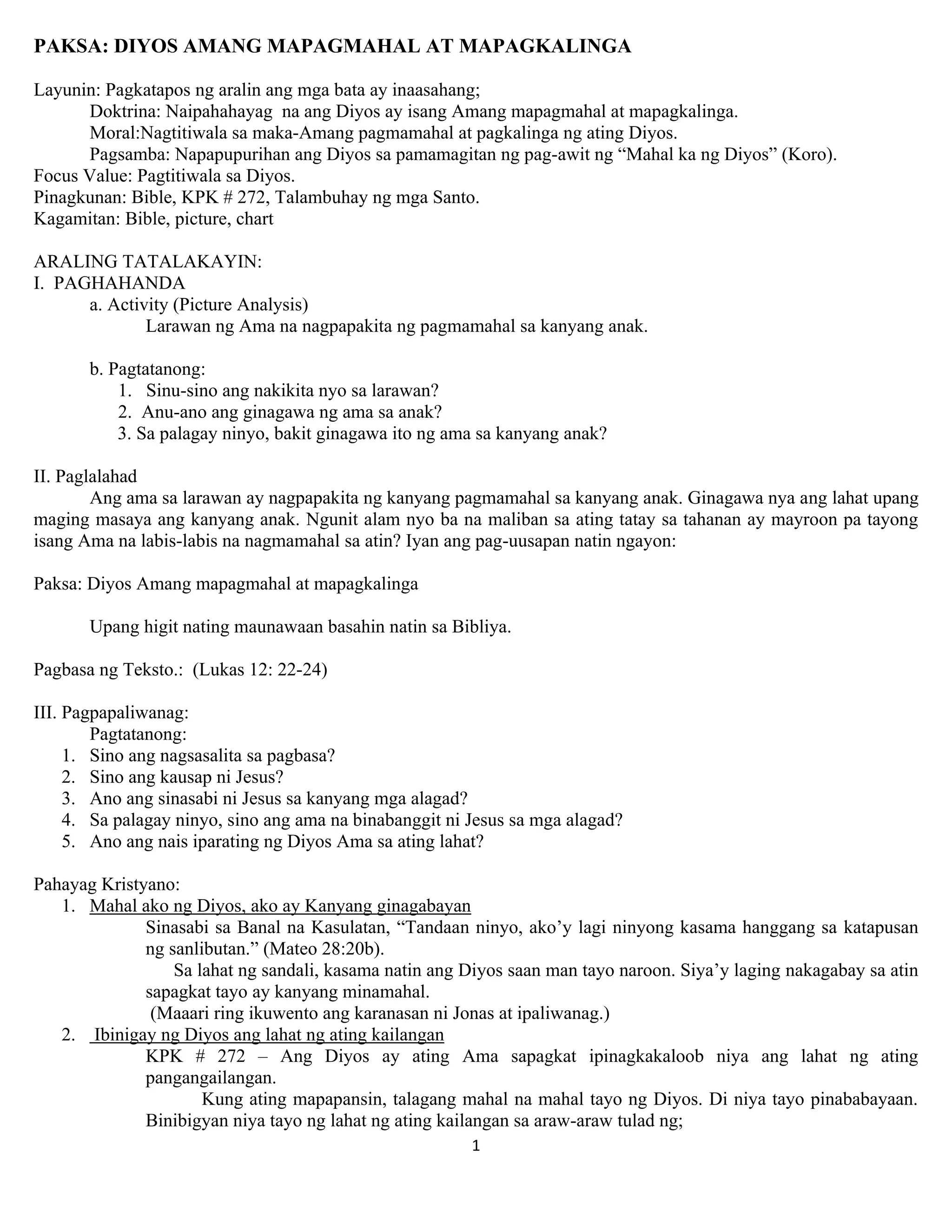 Grade one - LESSON 1 Amang mapagmahal.pdf