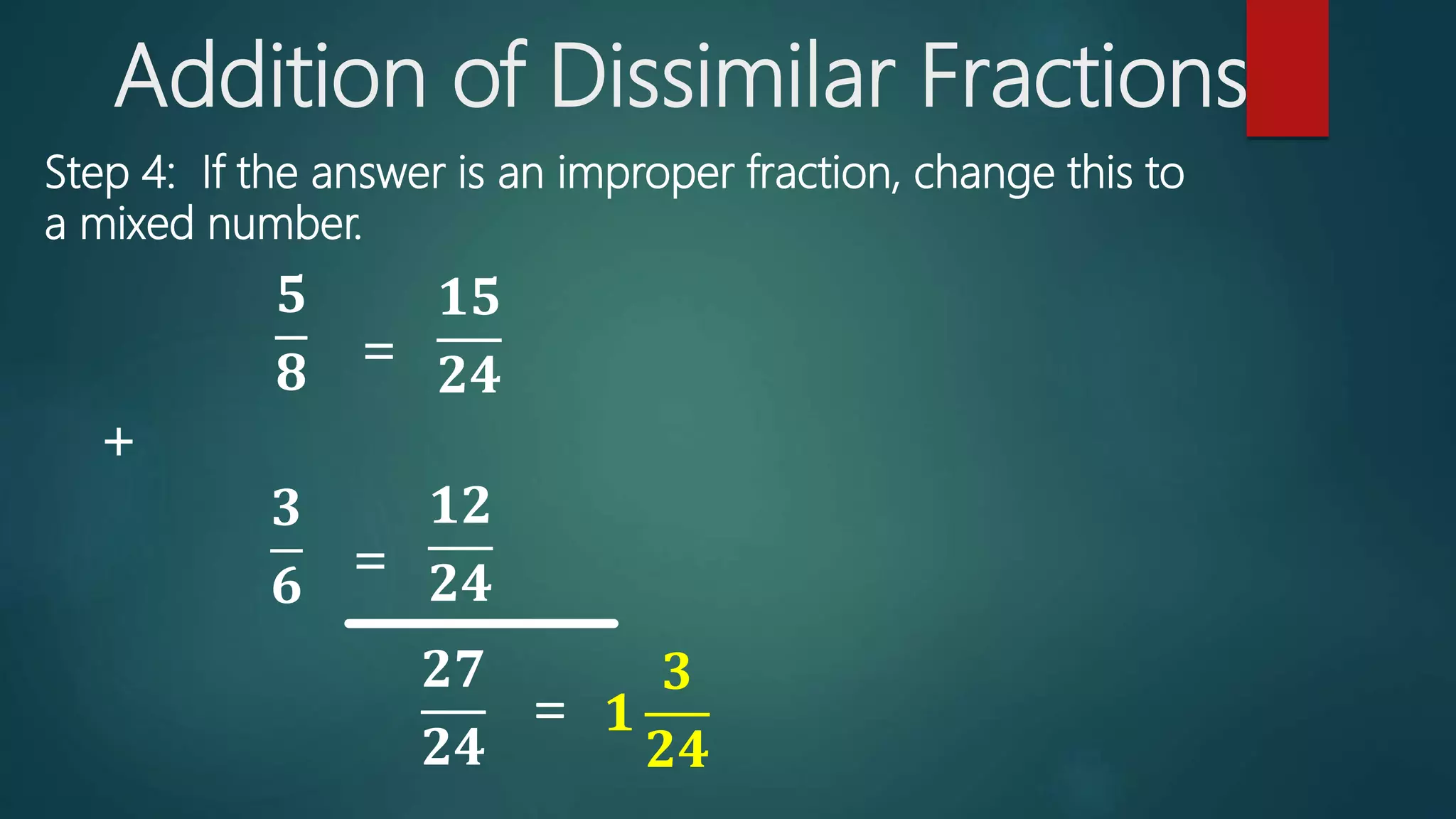 addition of fractions | PPTX