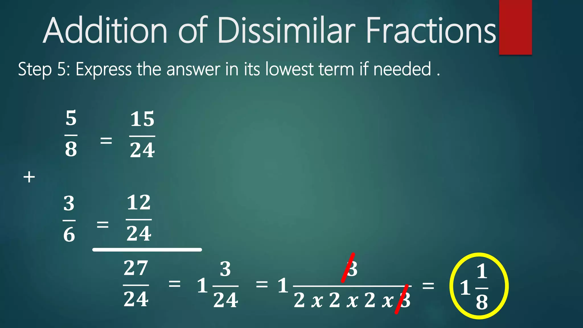 addition of fractions | PPTX