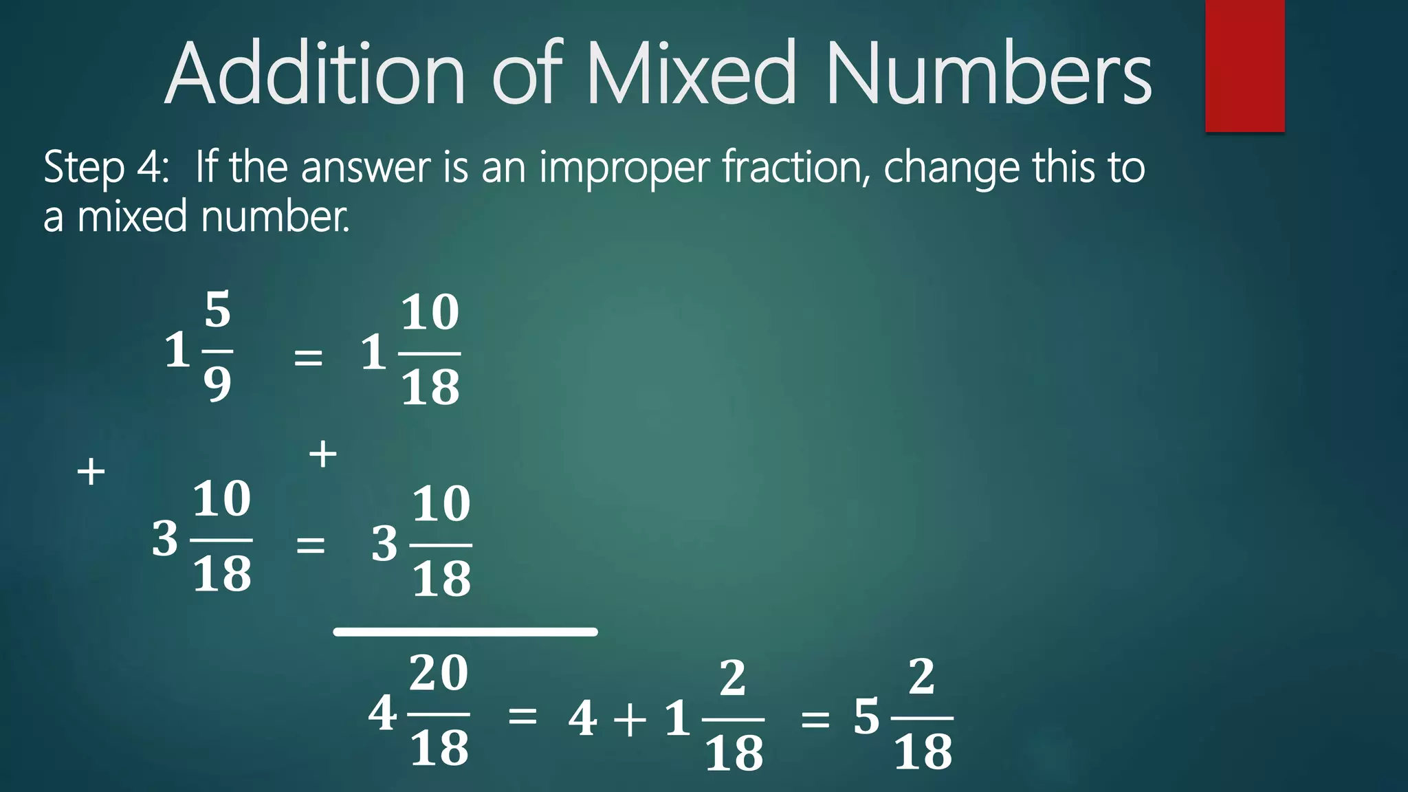 addition of fractions | PPTX