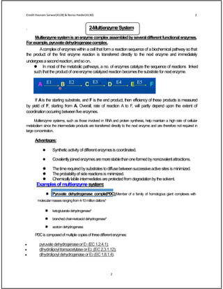 Allosteric Enzymes, Multienzyme system, Zymogens, Isoenzymes. | PDF