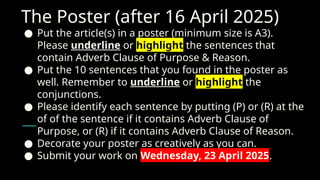 Adv. Clause of Purpose and Reason Project | PPTX