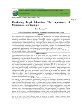 Continuing Legal Education: The Importance of Communication Training ...