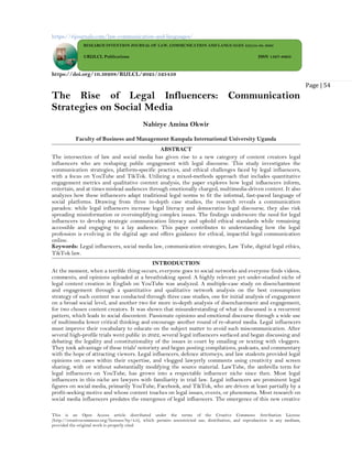 The Rise of Legal Influencers: Communication Strategies on Social Media (www.kiu.ac.ug) | PDF