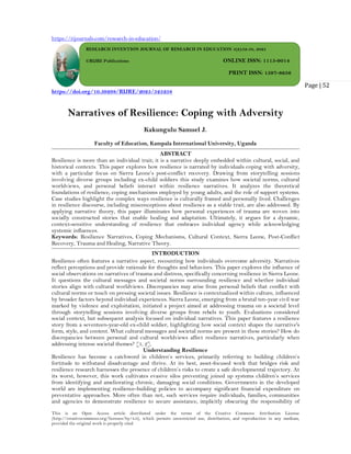 Narratives of Resilience: Coping with Adversity (www.kiu.ac.ug) | PDF