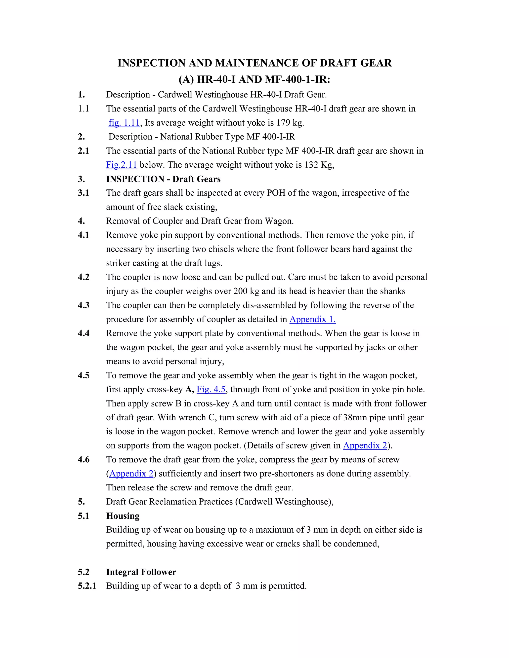 G 80. inspection and maintenance of centre buffer couplers ( for ...